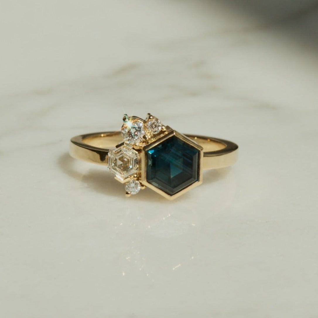 Australian Blue Sapphire Diamond Ring | Intrinsic | Layla Kaisi Collection